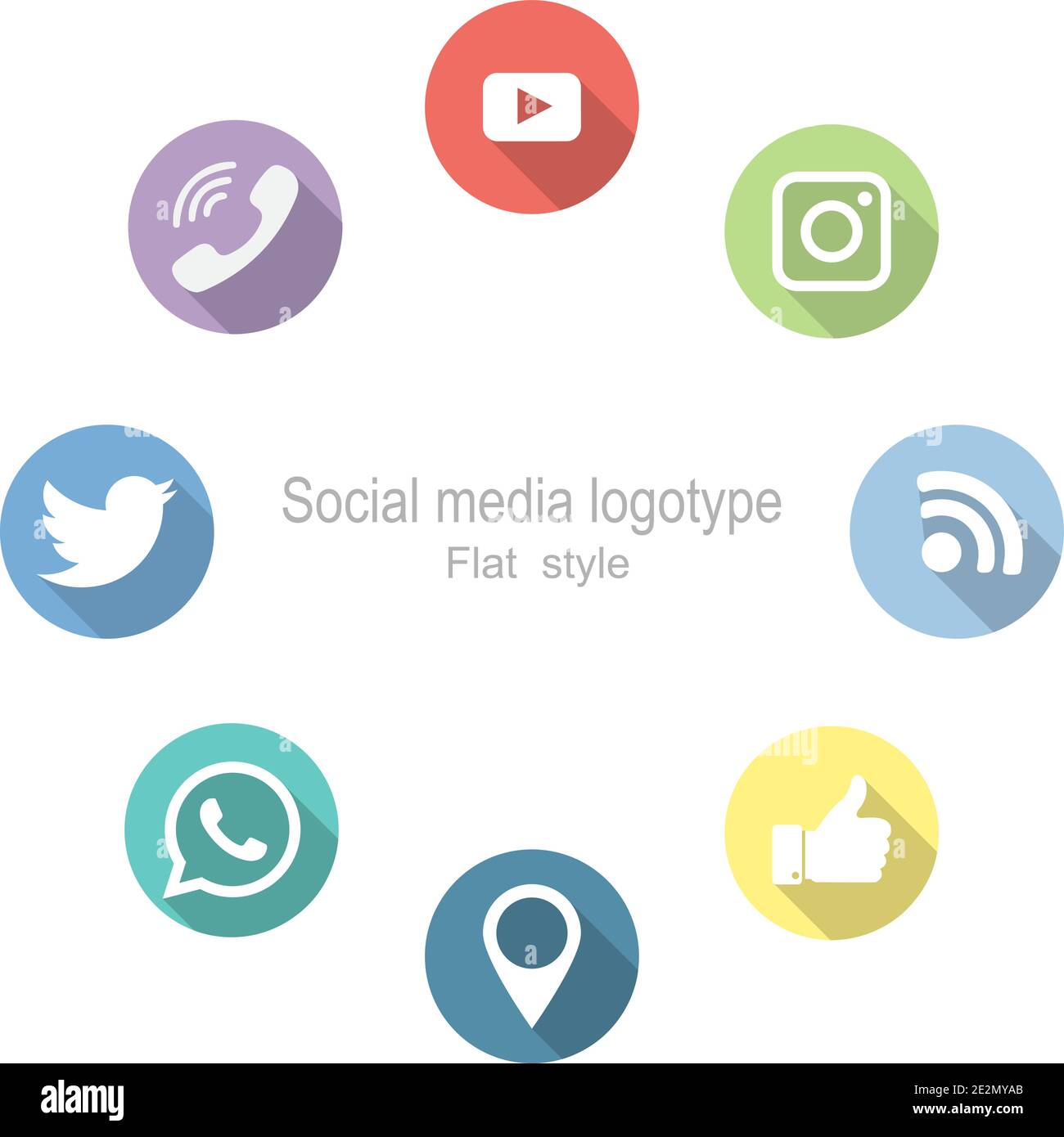 Social networking. Set Icons. Vector illustration. Flat style Stock ...