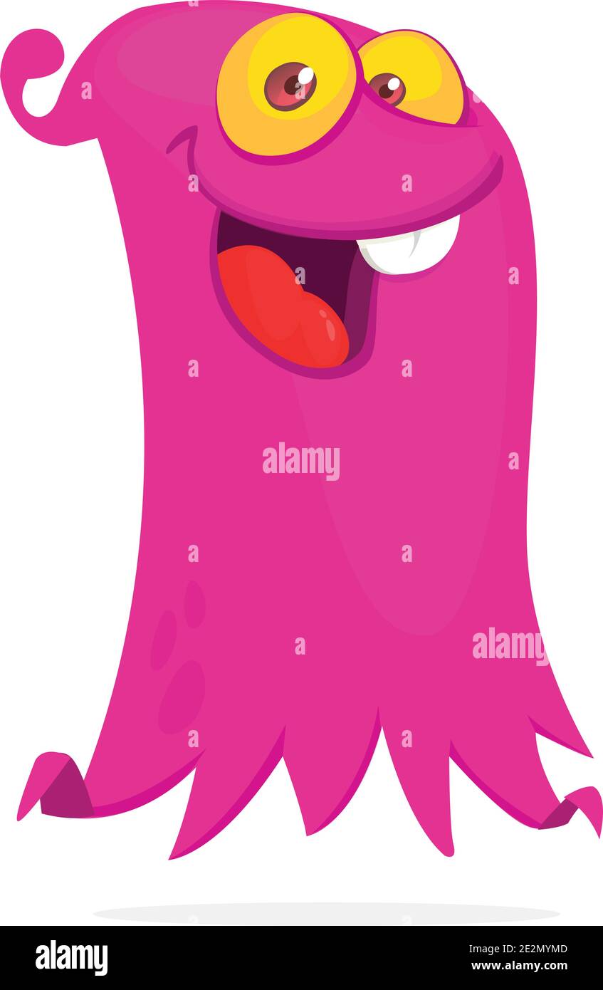 Happy cartoon flying monster. Vector illustration of funny ghost ...