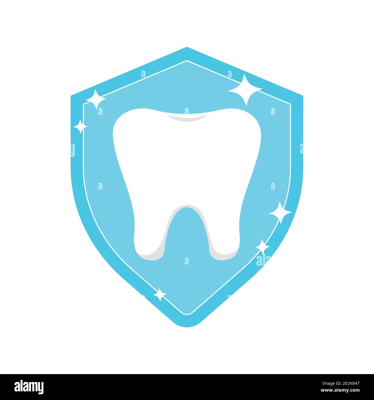 Tooth on shield protection logo icon isolated on white background Stock ...