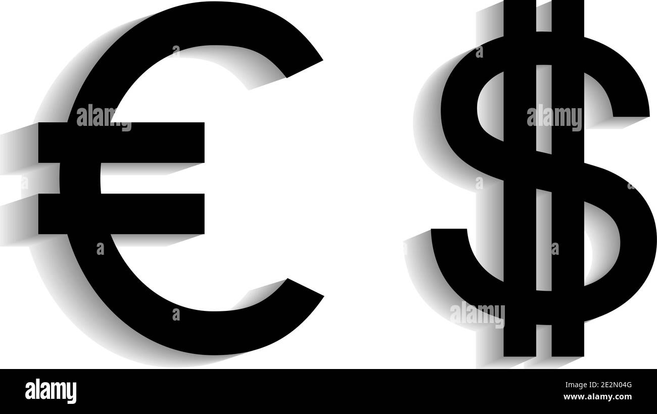 3D illustration of Currency Symbols Set. Euro with dollar icon. Eps10 ...