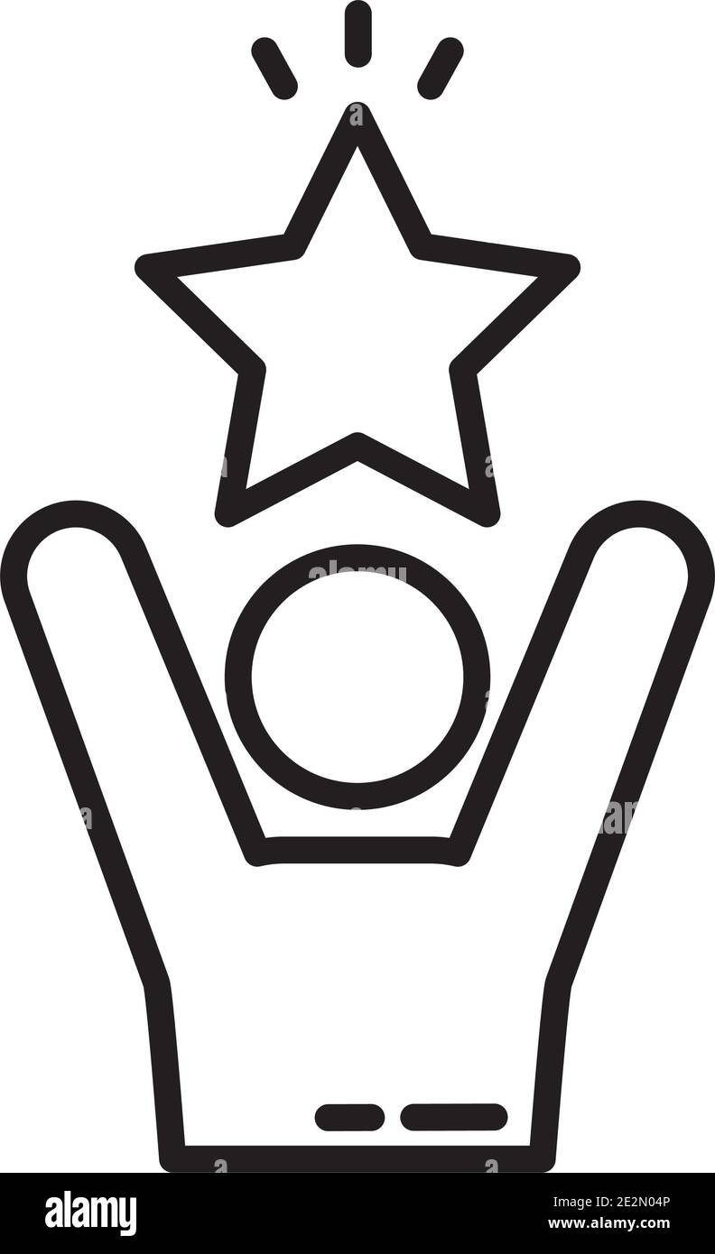 pictogram man with star icon over white background, line style, vector ...
