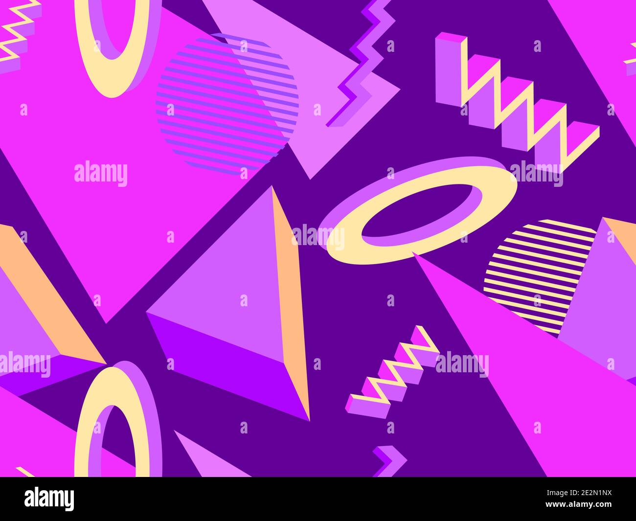 Geometric memphis seamless pattern in style of the 80s. Modern trendy ...