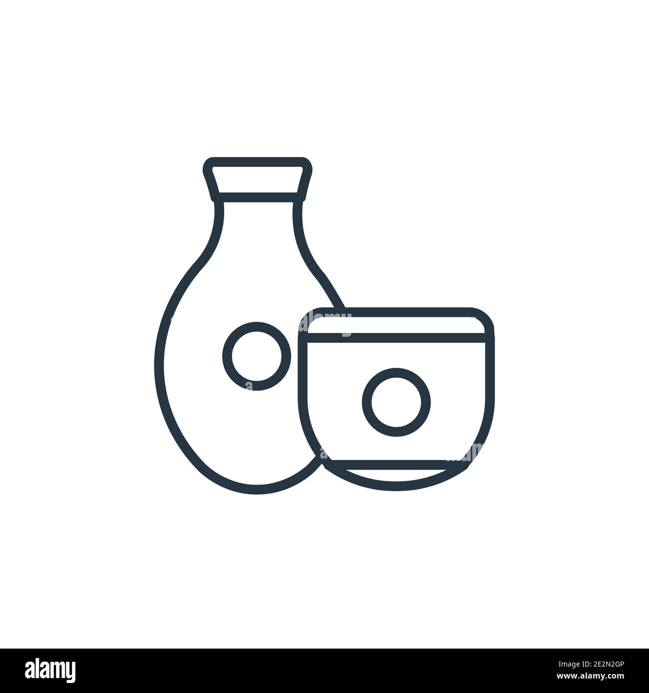 Sake outline vector icon. Thin line black sake icon, flat vector simple ...