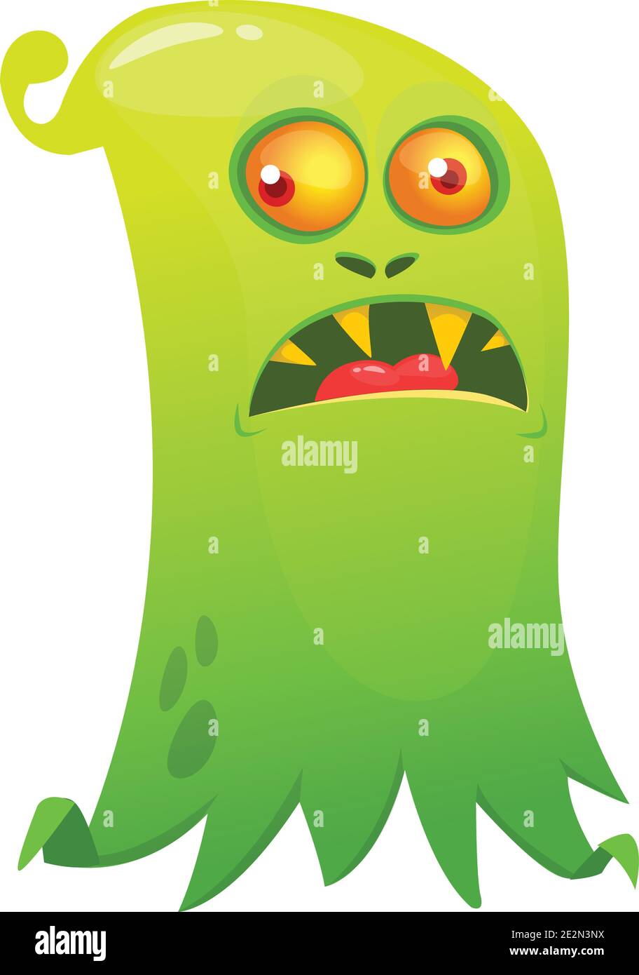 Angry cartoon flying monster. Vector illustration of scary grim ghost ...