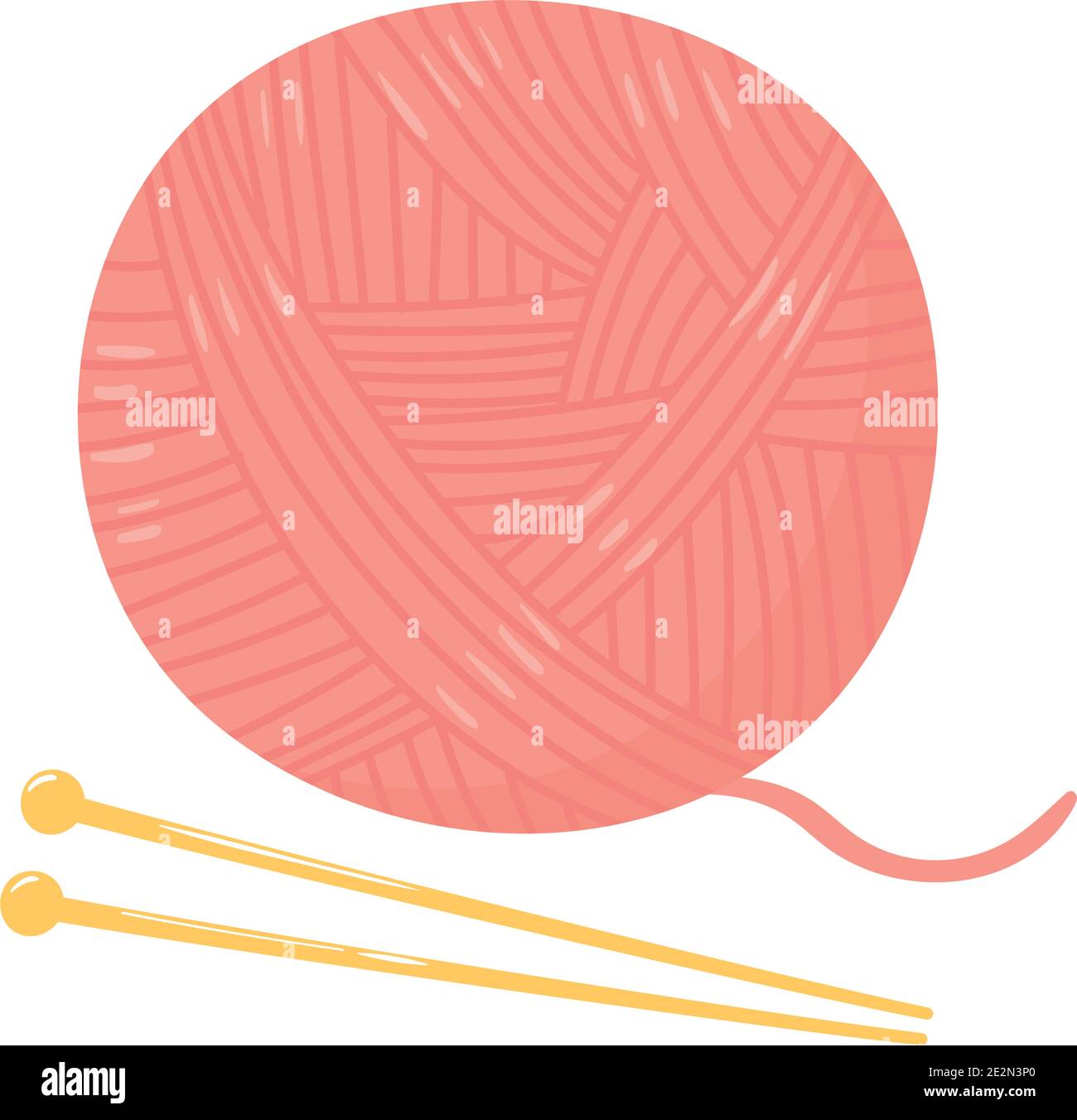 needlework wool ball and needles on white background vector ...