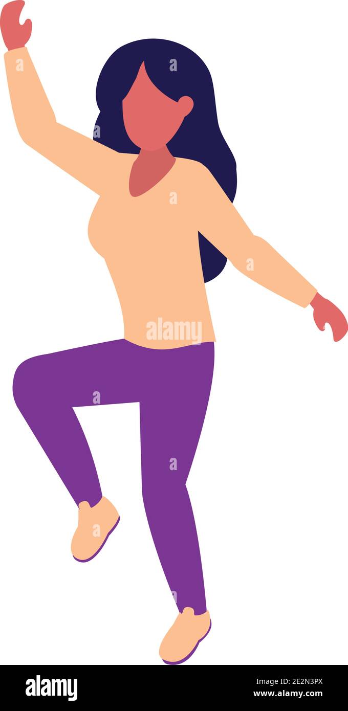 cartoon woman dancing icon over white background, colorful design ...