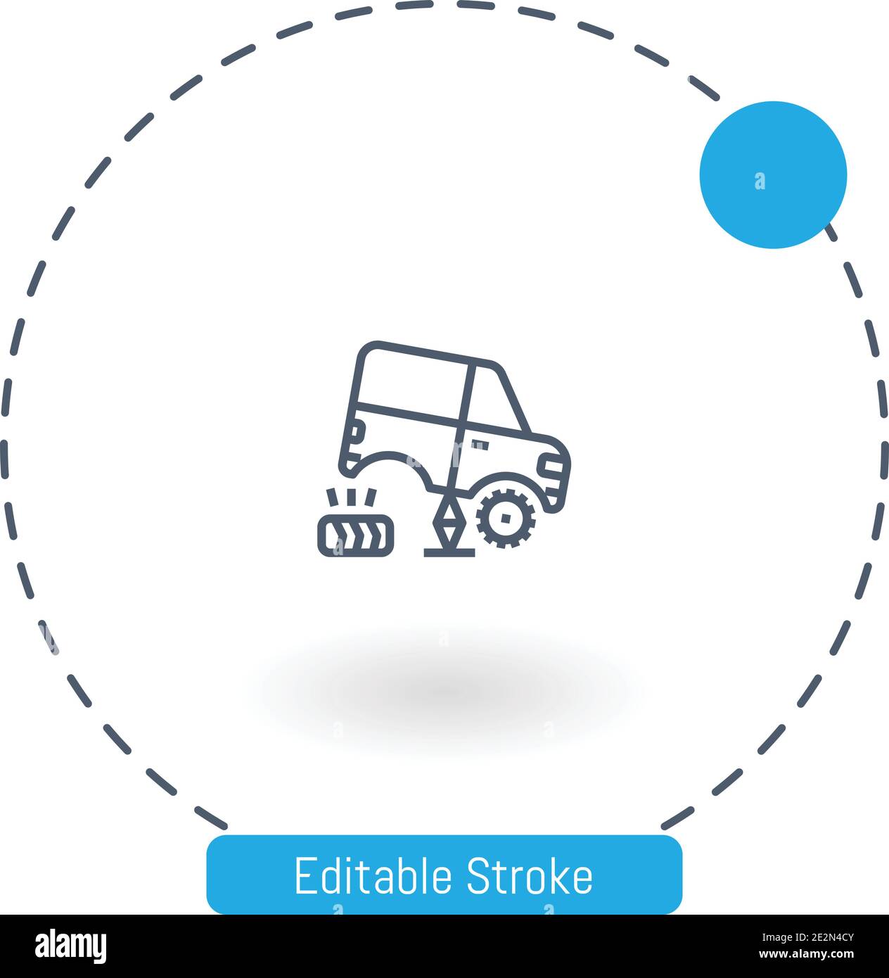 Flat tire vector icon editable stroke outline icons for web and mobile ...