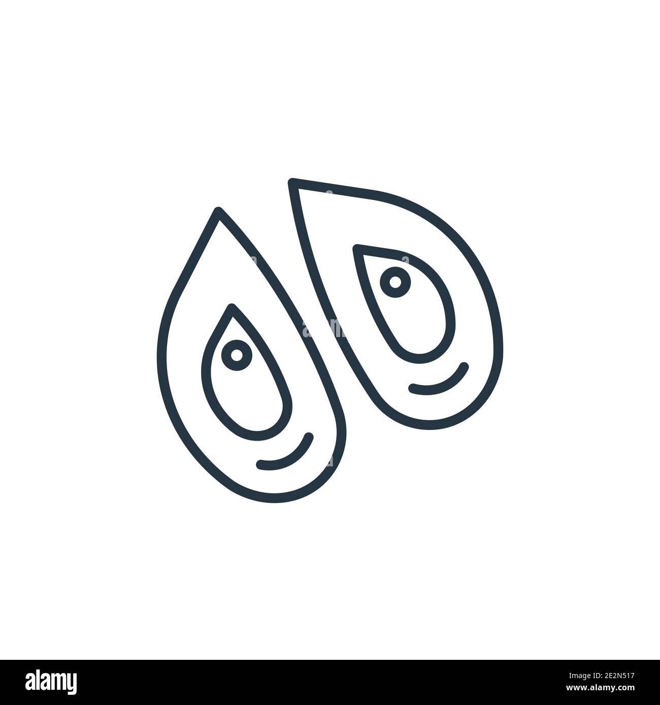 Mussel outline vector icon. Thin line black mussel icon, flat vector ...