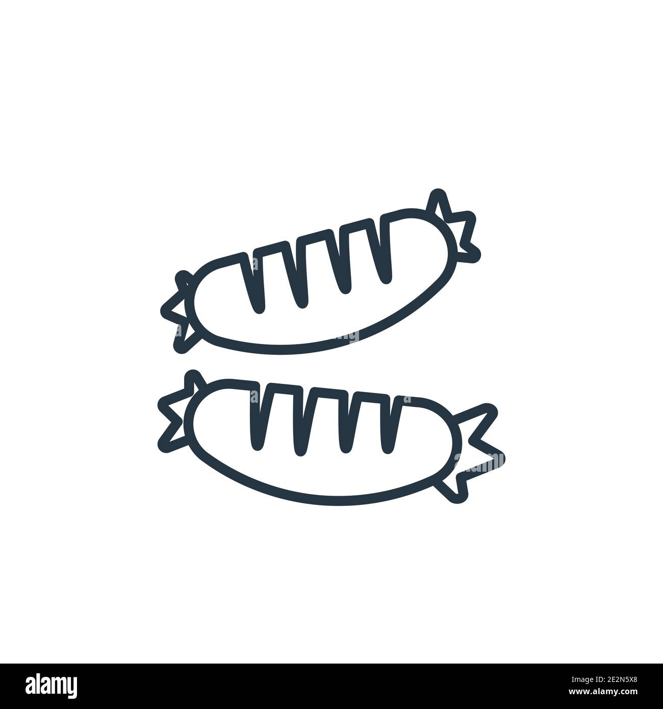 Sausages outline vector icon. Thin line black sausages icon, flat ...
