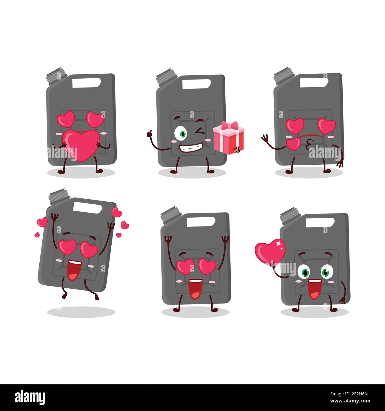 Black gasoline tank cartoon character with love cute emoticon. Vector ...