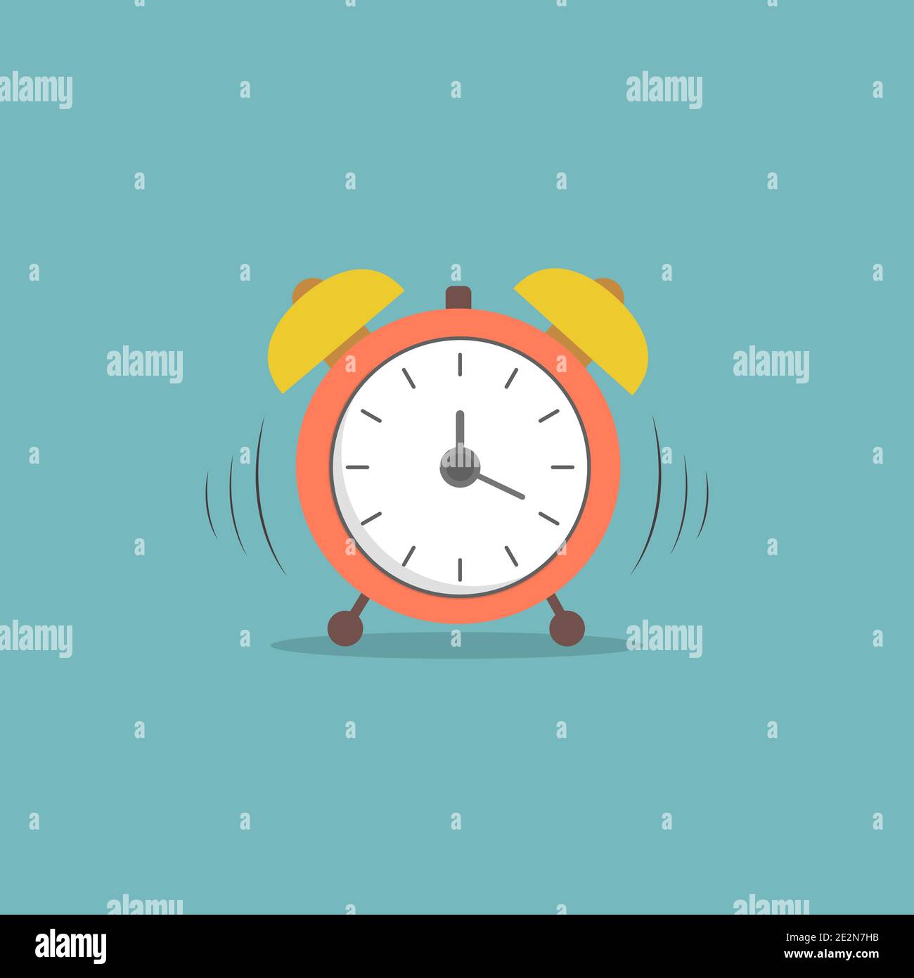 Clock. Alarm clock with shadow. Wake-up time. Flat design style Stock ...