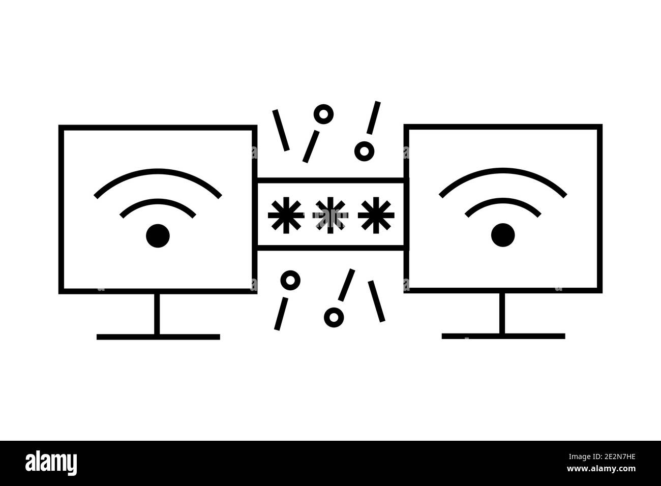 Cybersecurity outline icon. Network protection concept. Computers ...