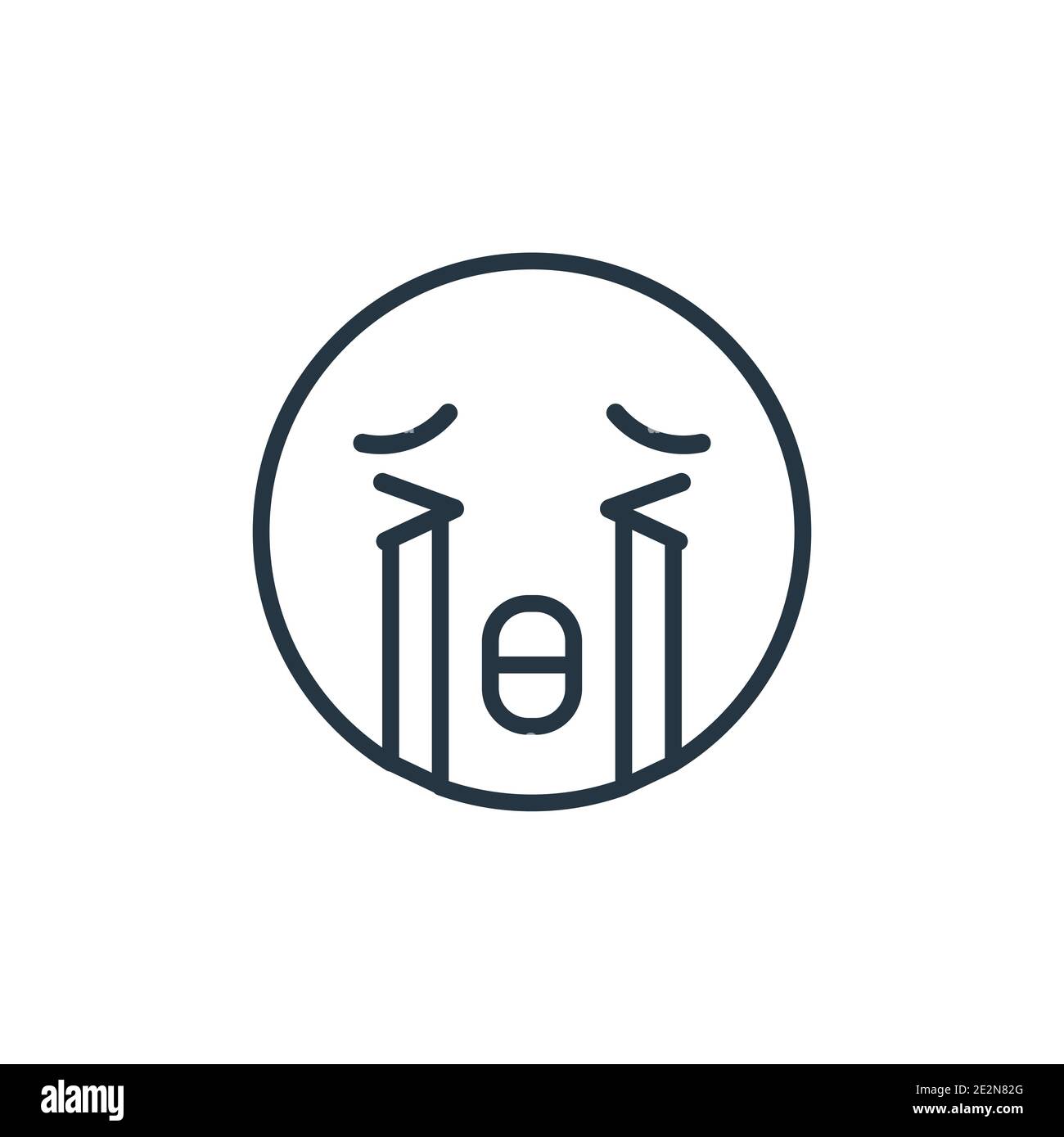 Crying emoji outline vector icon. Thin line black crying emoji icon ...