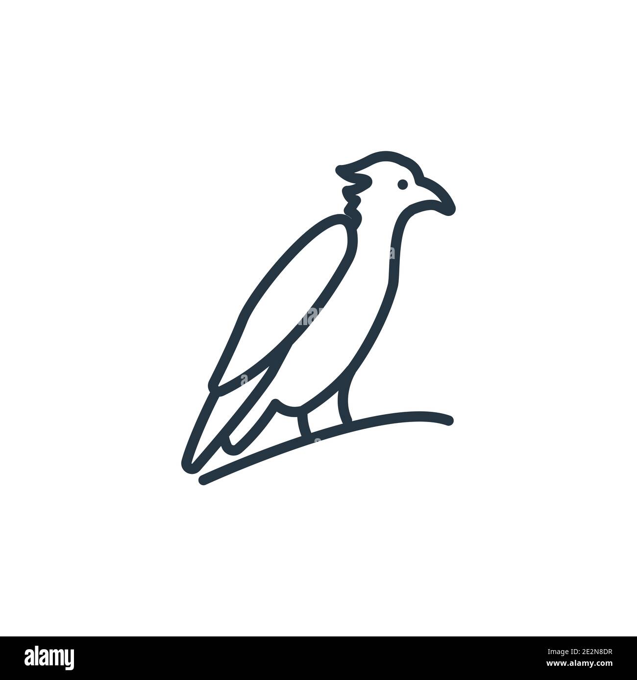 Macaw on a branch outline vector icon. Thin line black macaw on a ...