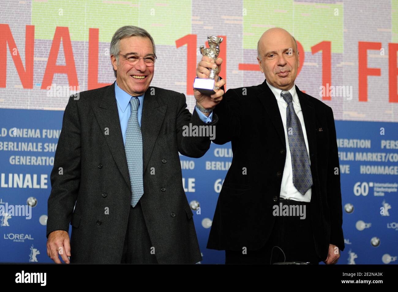French producer Alain Sarde and Robert Benmussa pose with the Silver ...