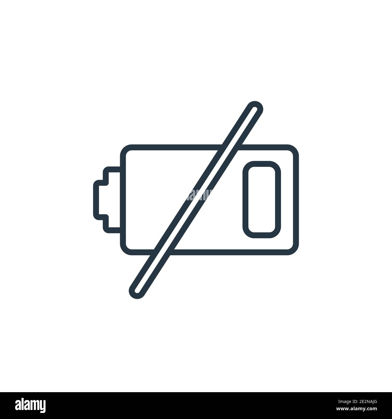 Low battery outline vector icon. Thin line black low battery icon, flat ...