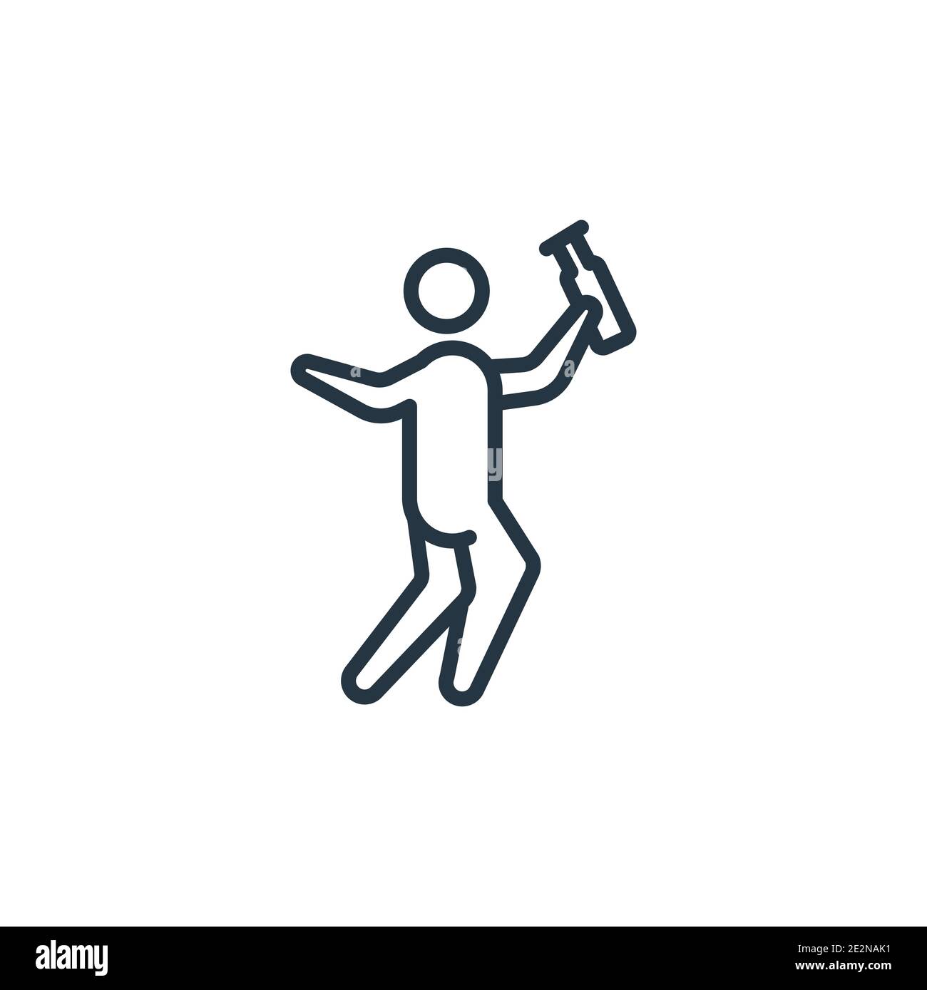 Drunk human outline vector icon. Thin line black drunk human icon, flat ...