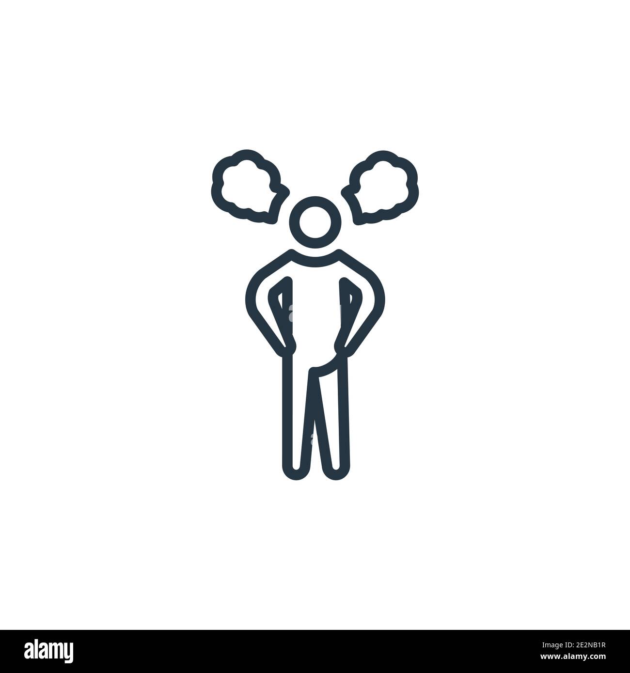 Angry human outline vector icon. Thin line black angry human icon, flat ...