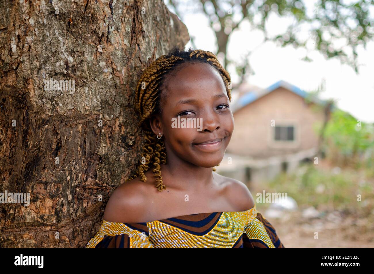 close up of a pretty african female child feeling excited Stock Photo ...