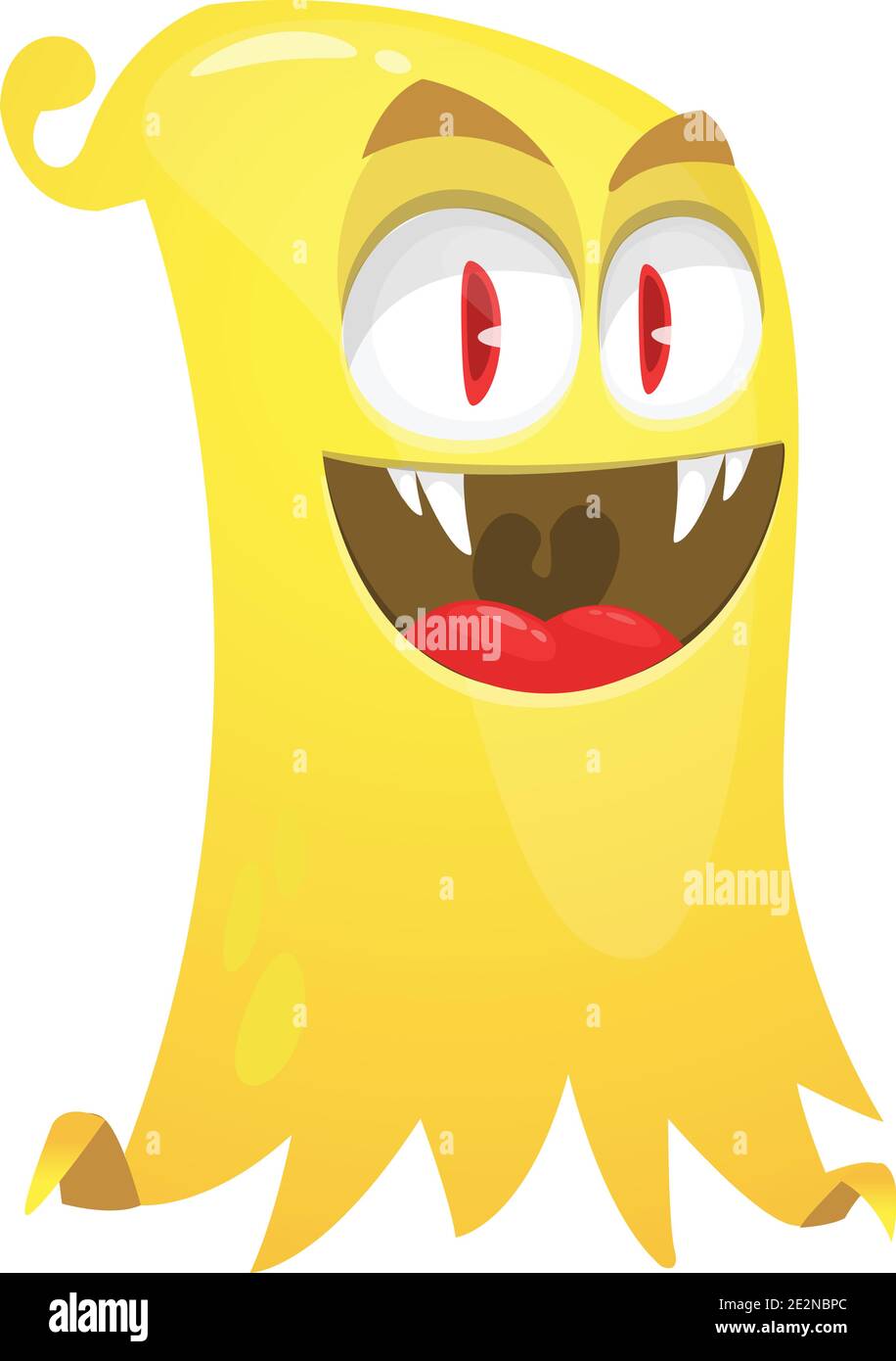 Happy cartoon flying monster. Vector illustration of funny ghost ...