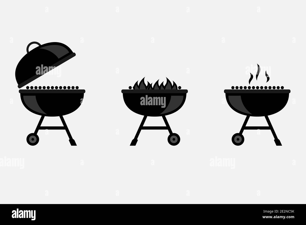BBQ Grill icons black on white background Vector illustration Stock ...