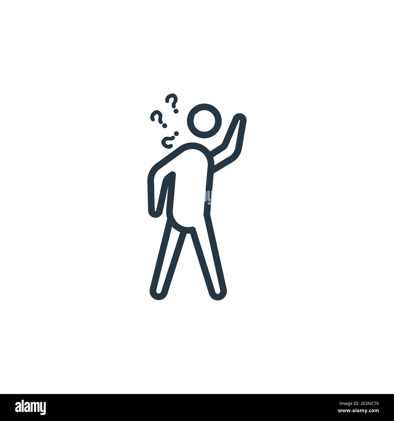 Confused human outline vector icon. Thin line black confused human icon ...