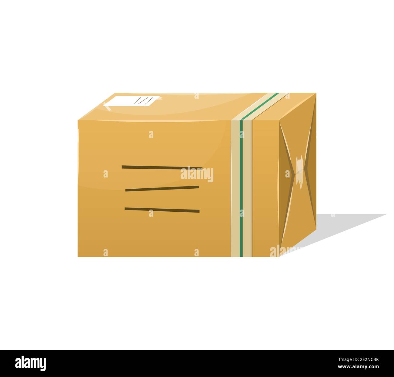 Vector illustration of a postal parcel in a box with a delivery address ...