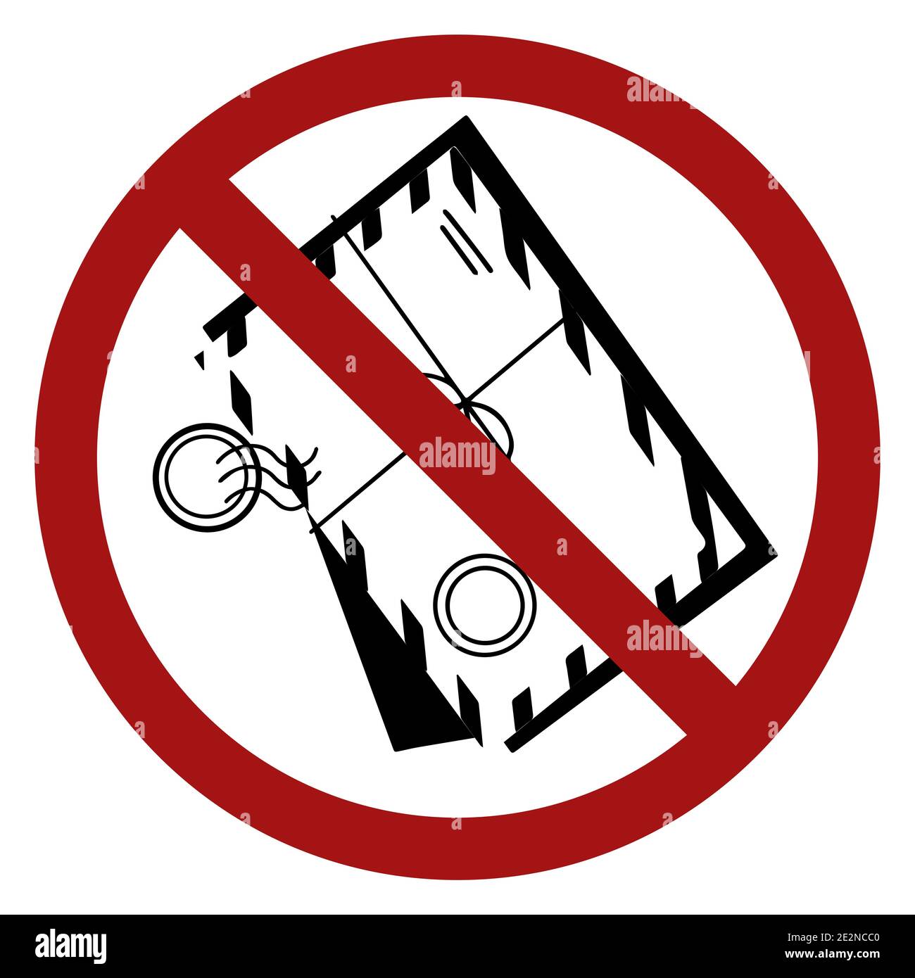 Black silhouette of paper envelopes with red prohibition signs. Ban on ...