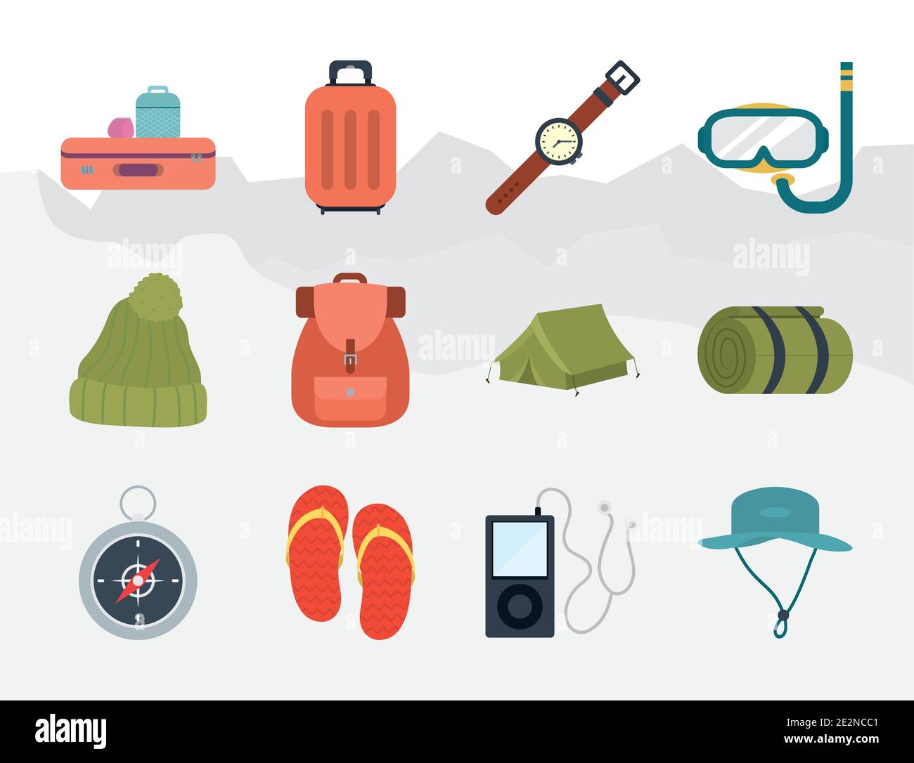 travel stuff icon set over white background, colorful design, vector ...