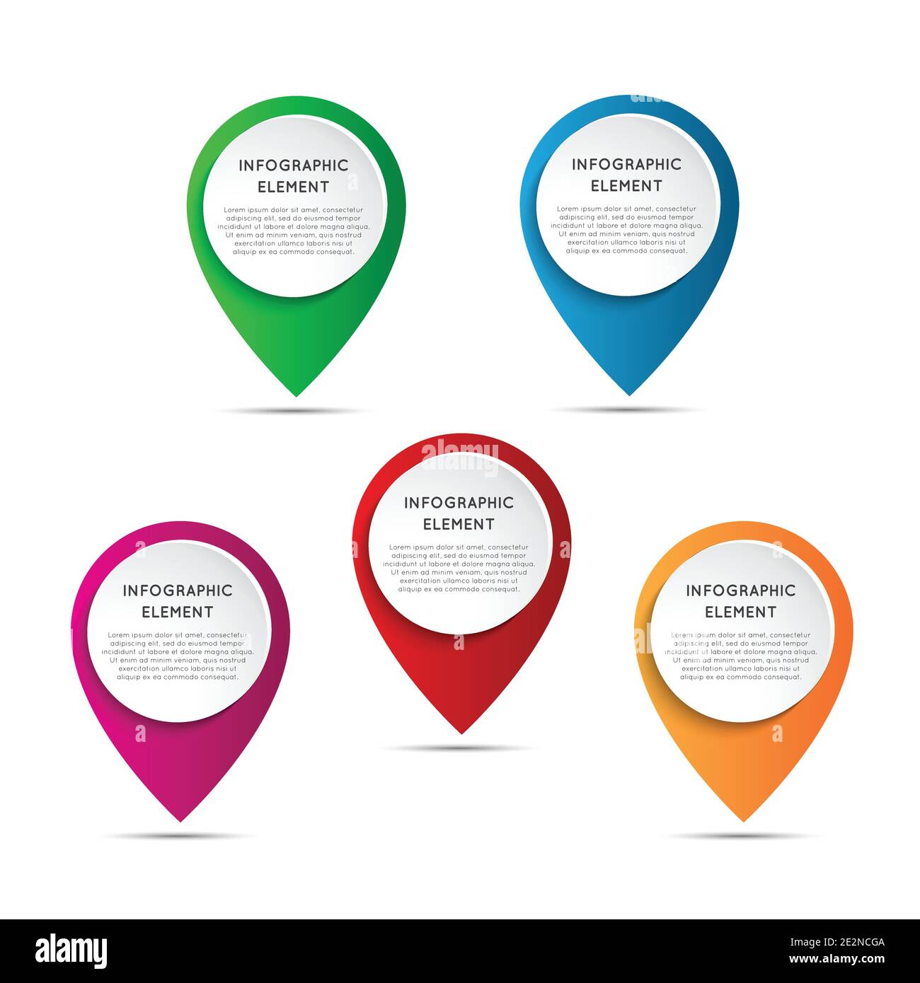 Set of round 3D pointers isolated on white background, modern ...