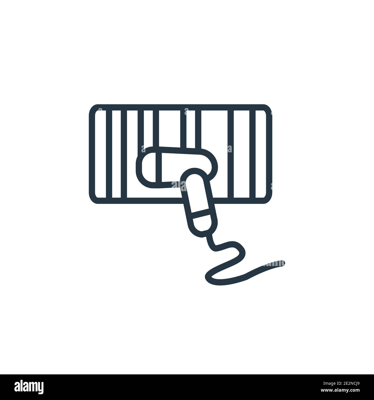 Barcode scanner outline vector icon. Thin line black barcode scanner ...