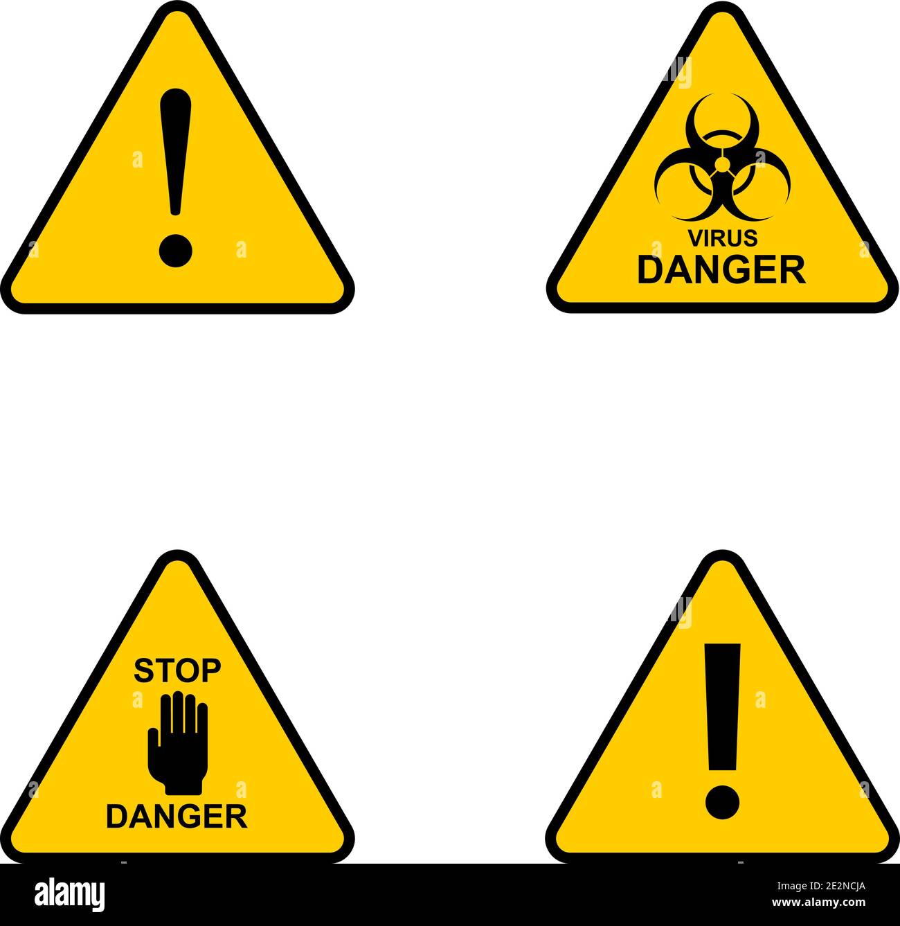 Set Danger sign. Attention sign. Exclamation. Hazard warning attention ...