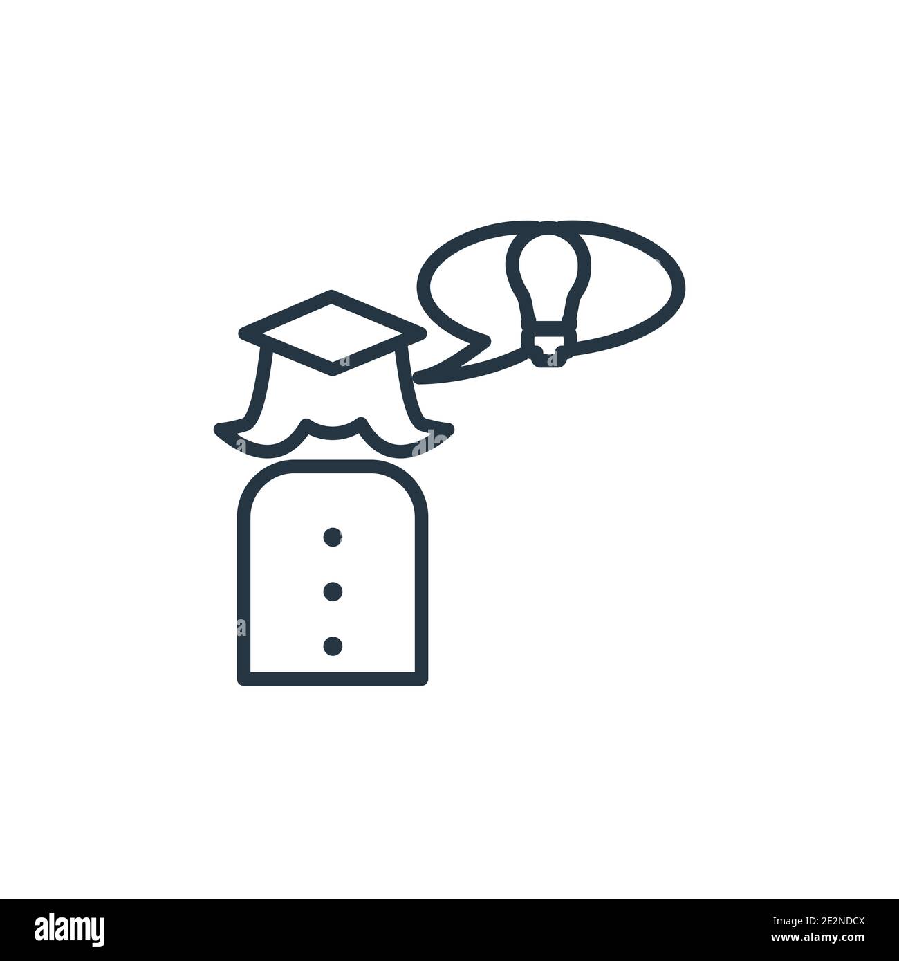 Woman with idea outline vector icon. Thin line black woman with idea ...