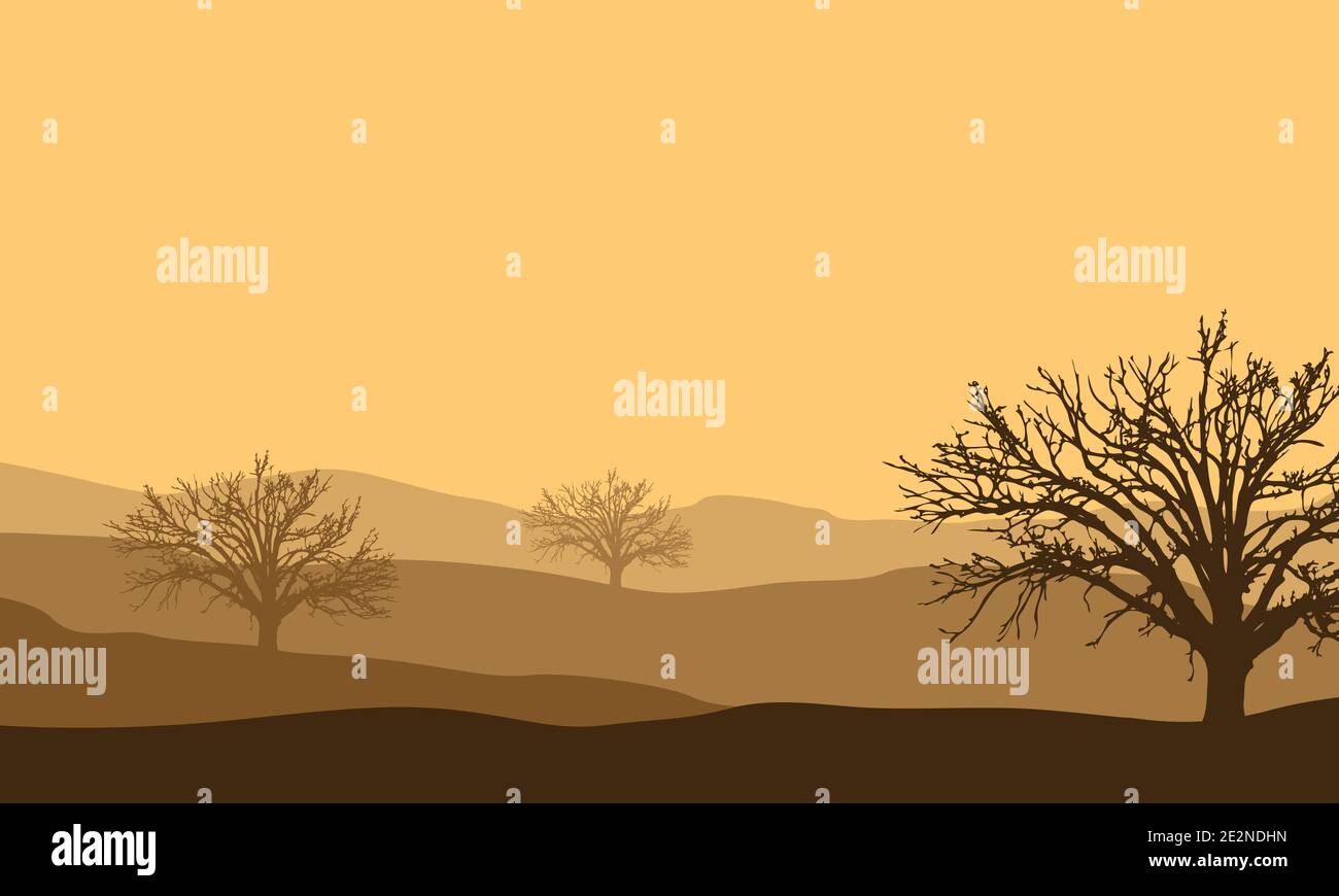 Beautiful scenery desert at warm afternoon. Vector illustration of a ...