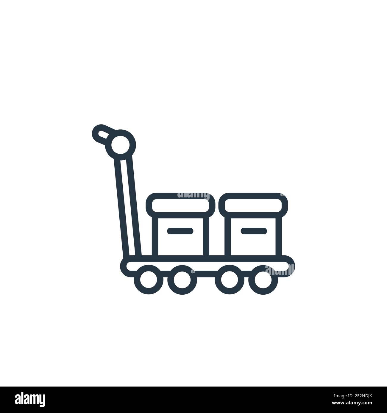 Package on trolley outline vector icon. Thin line black package on ...