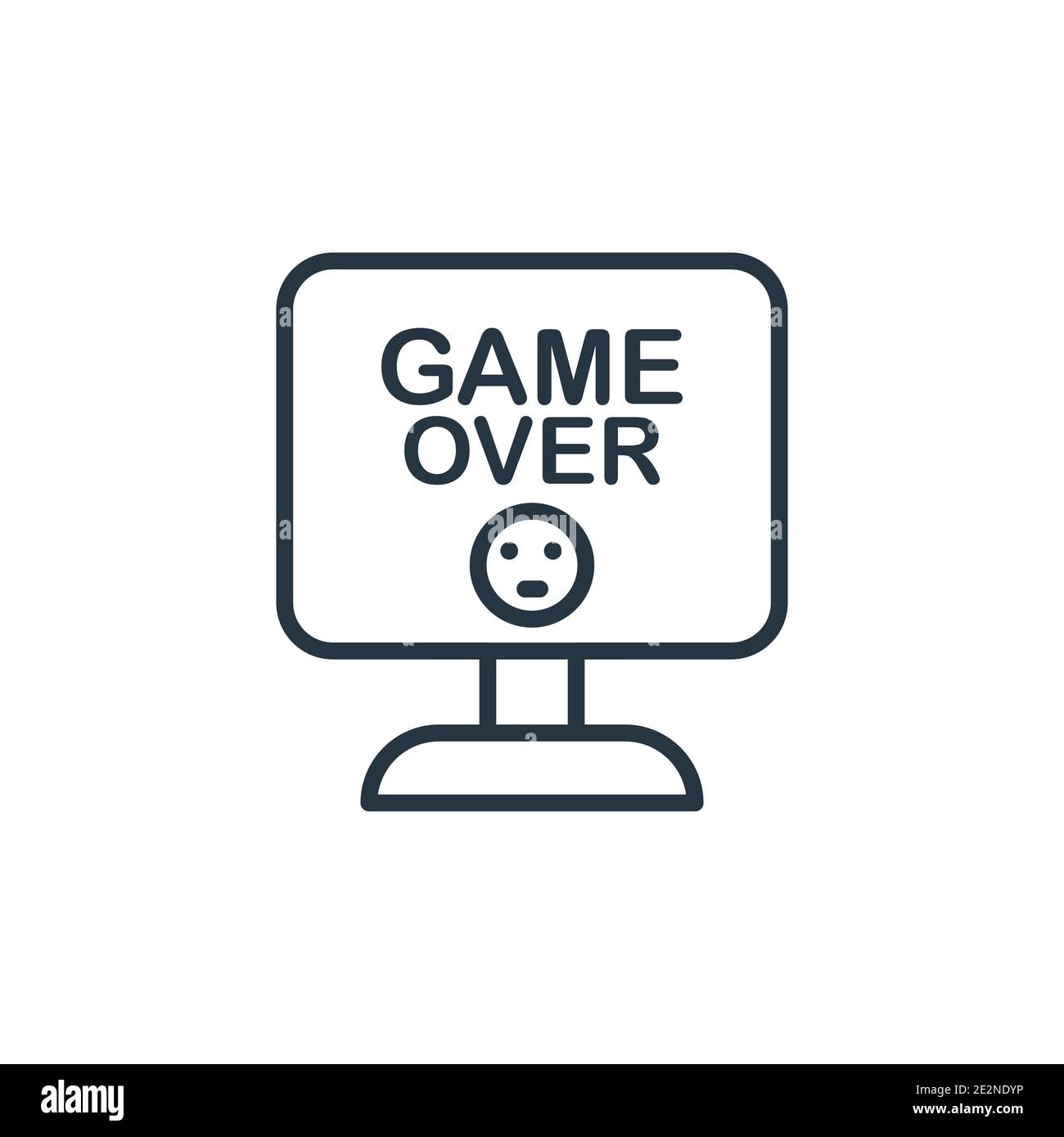 Game over outline vector icon. Thin line black game over icon, flat ...