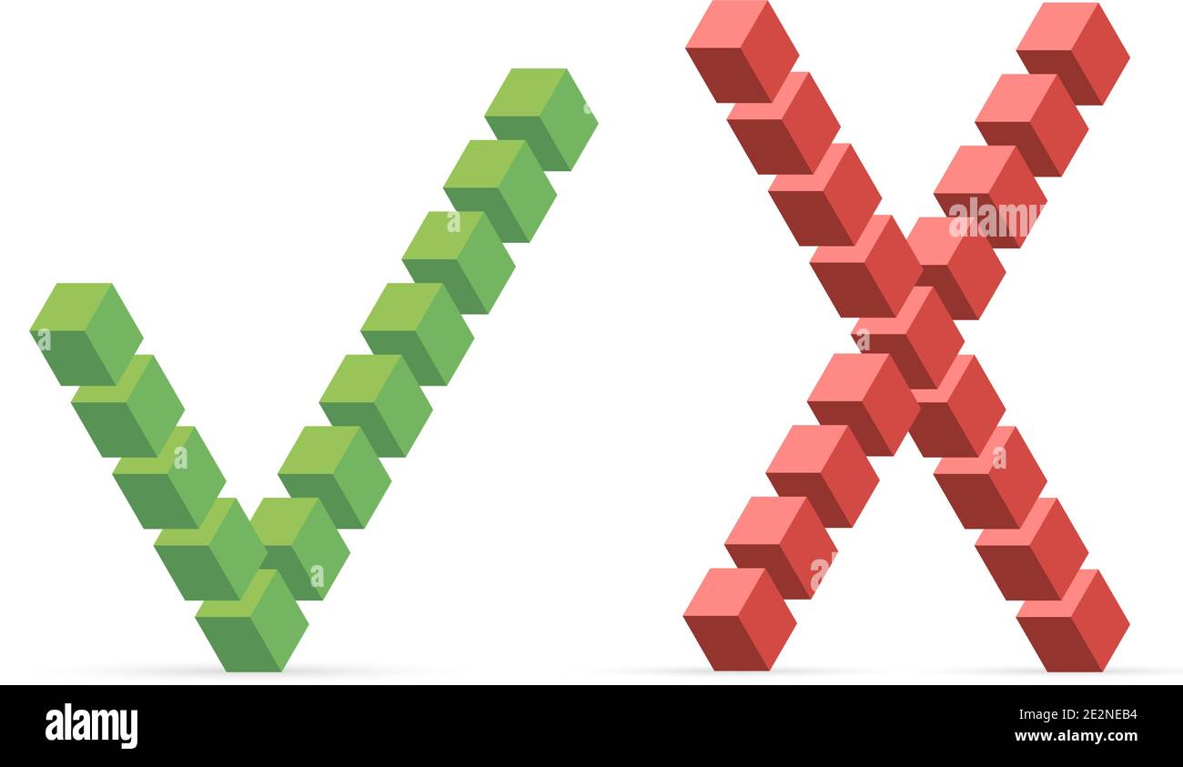 Check marks.Tick and cross signs.Green checkmark OK and red X icons ...