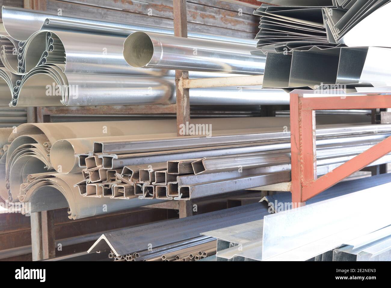 metal pipes in the warehouse Stock Photo - Alamy