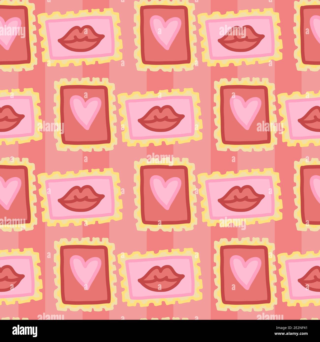 Valentines Day doodle Vector siamless pattern of hand drawn mail ...