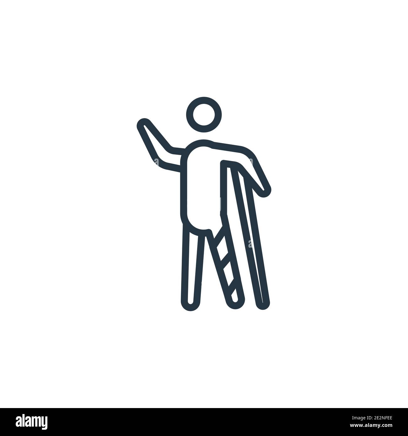 Broken human outline vector icon. Thin line black broken human icon ...