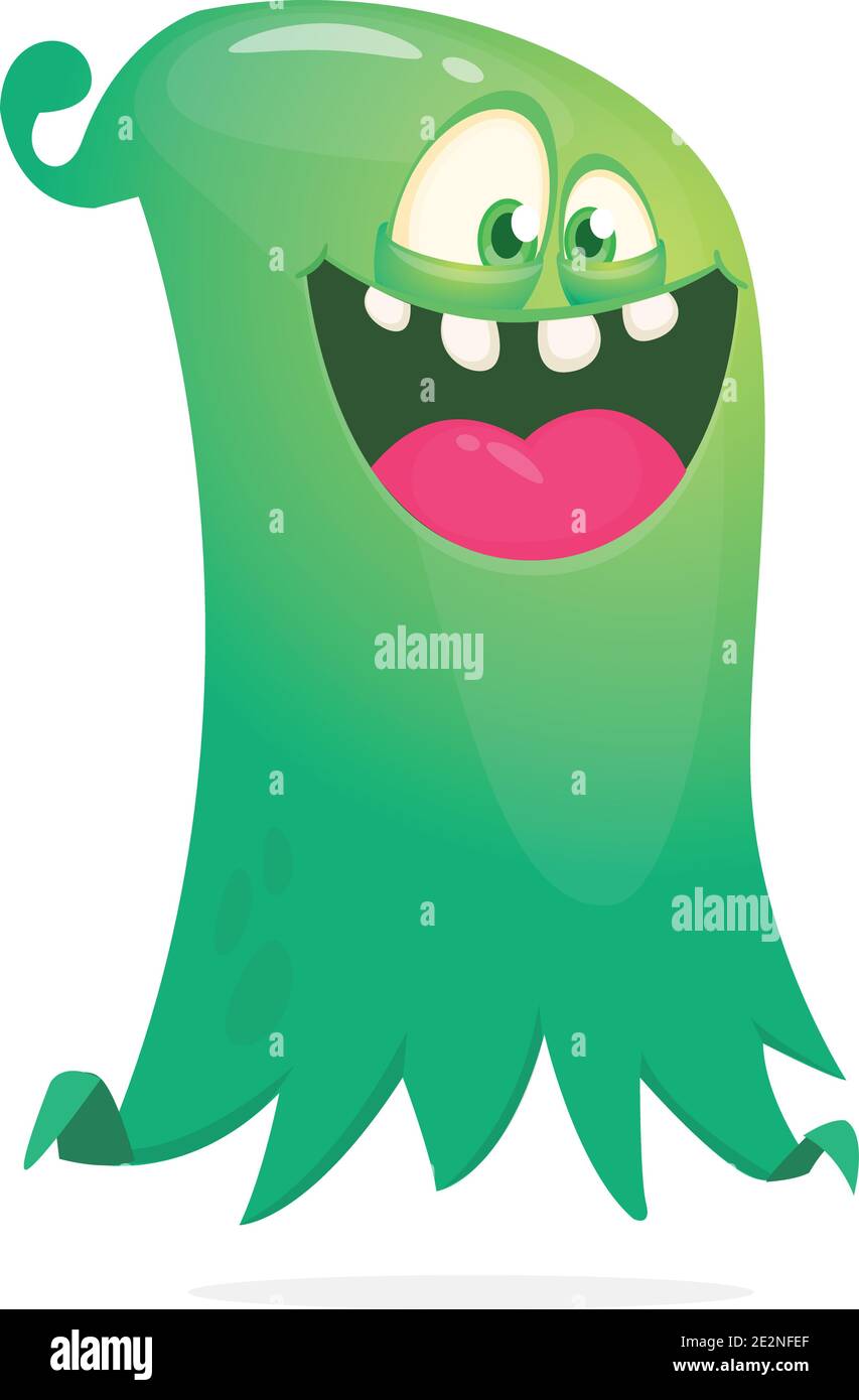 Happy cartoon flying monster. Vector illustration of funny ghost ...
