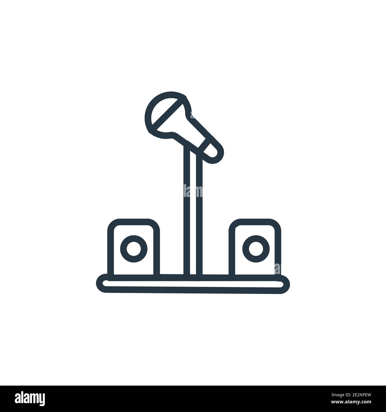 Microphone with stand outline vector icon. Thin line black microphone ...
