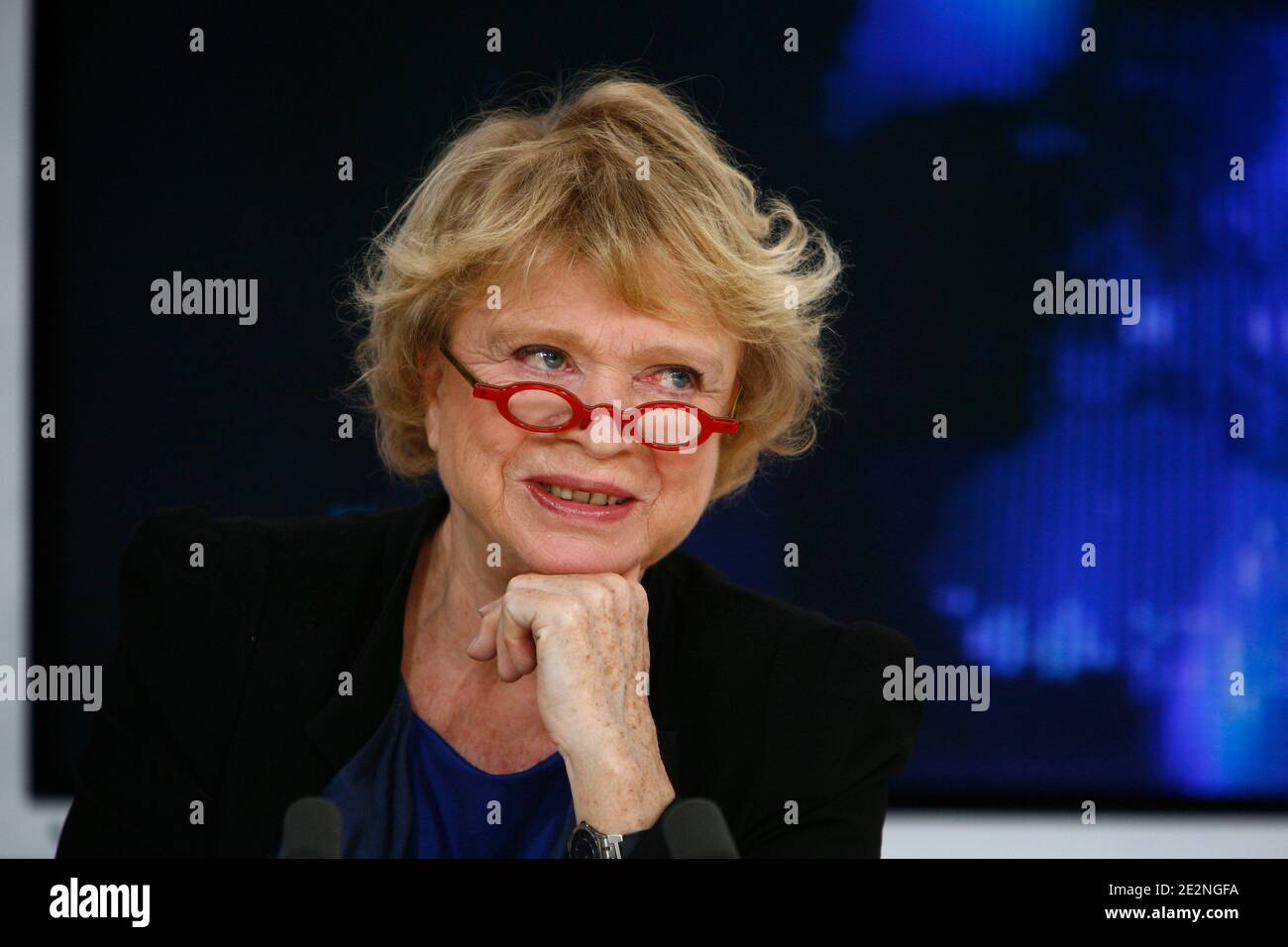 Exclusive - French ecologist european MP Eva Joly on the set of TV news ...