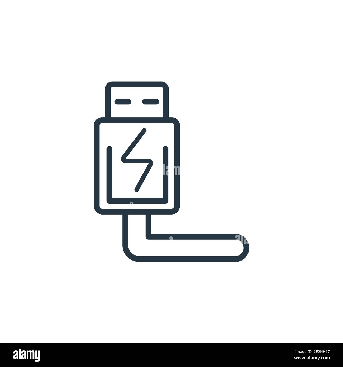 Usb outline vector icon. Thin line black usb icon, flat vector simple ...