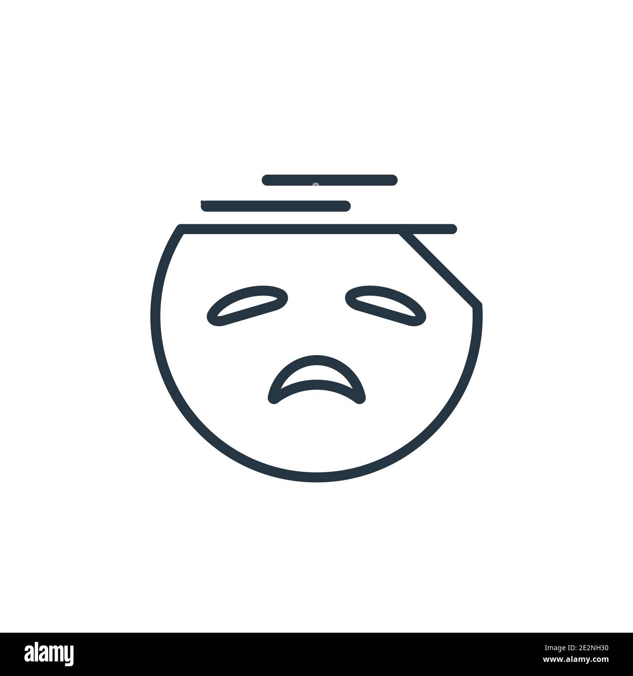 Sick emoji outline vector icon. Thin line black sick emoji icon, flat ...