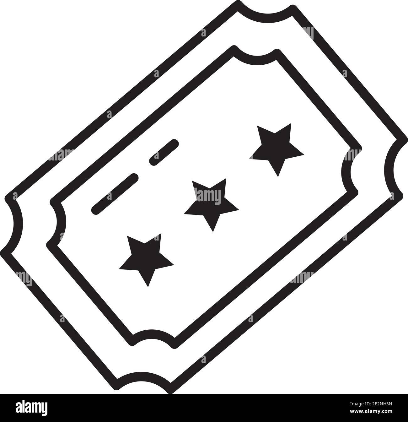 cinema ticket icon over white background, line style, vector ...