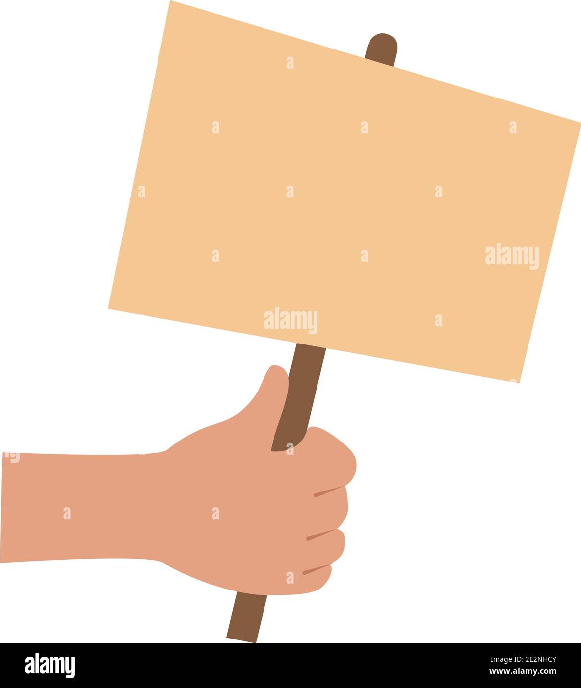 Icon Of Hand Holding A Blank Placard Over White Background Colorful