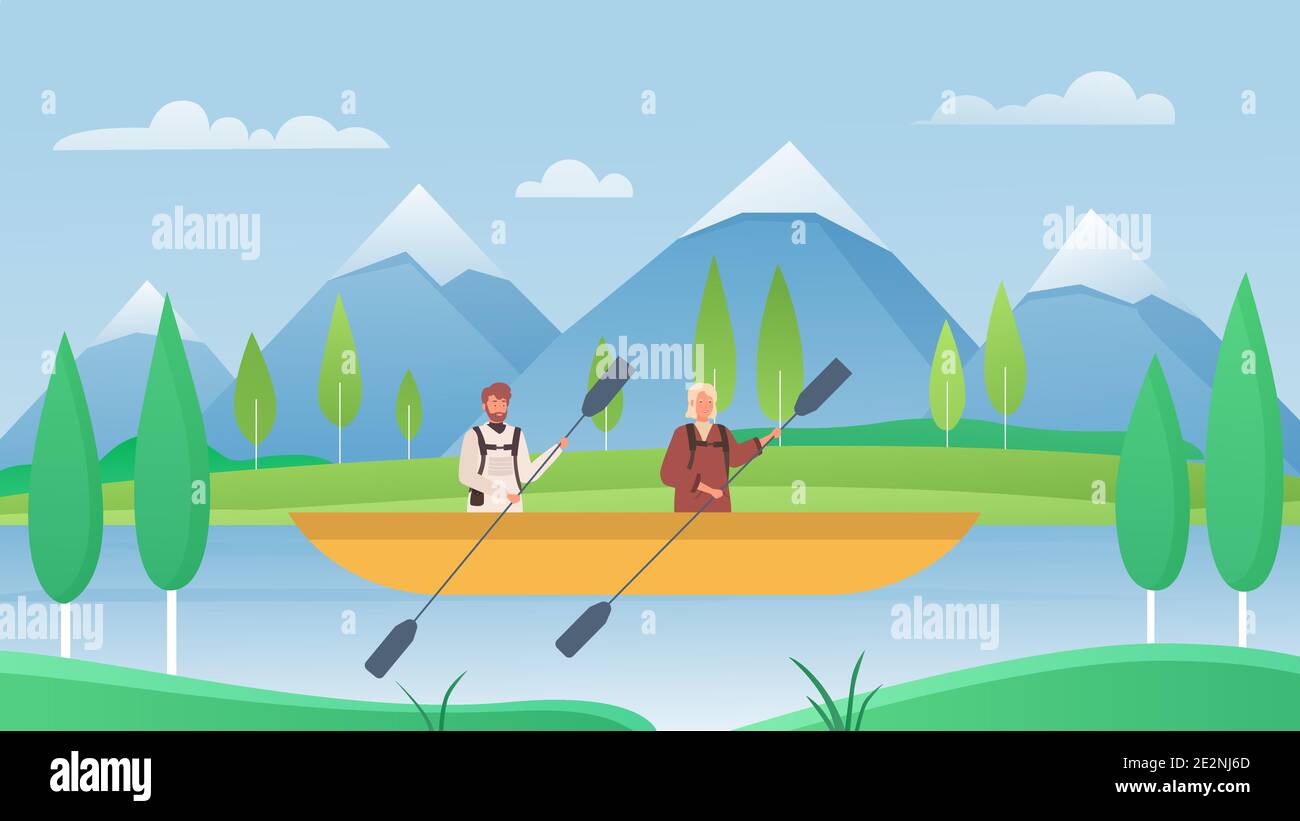 Woman kayak lake Stock Vector Images - Alamy