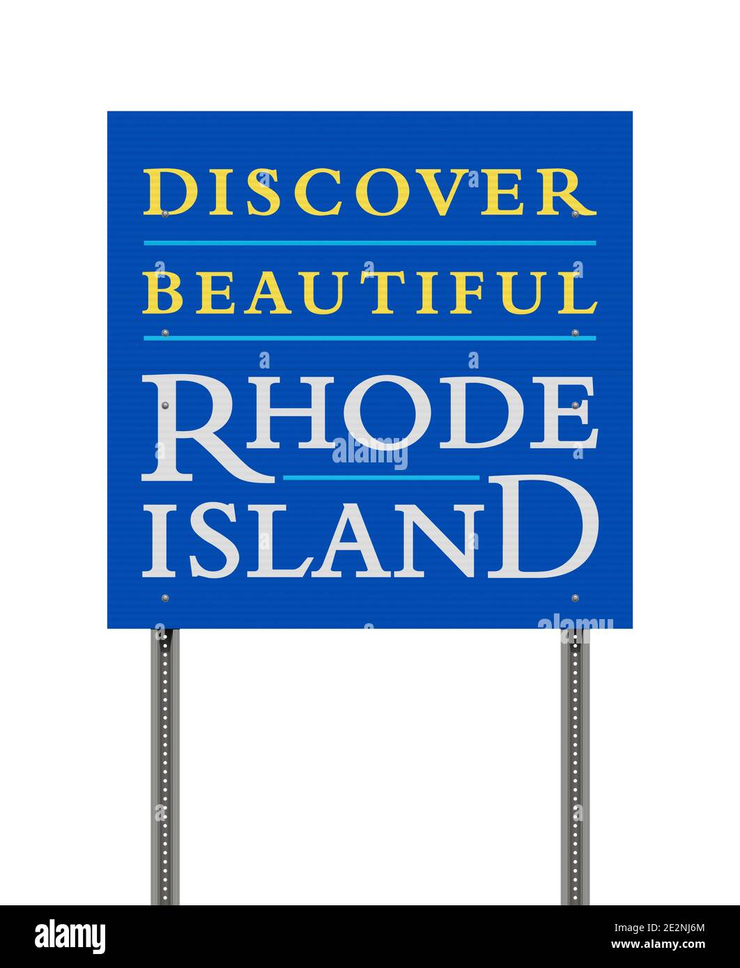 Vector illustration of the Discover Beautiful Rhode Island blue road ...