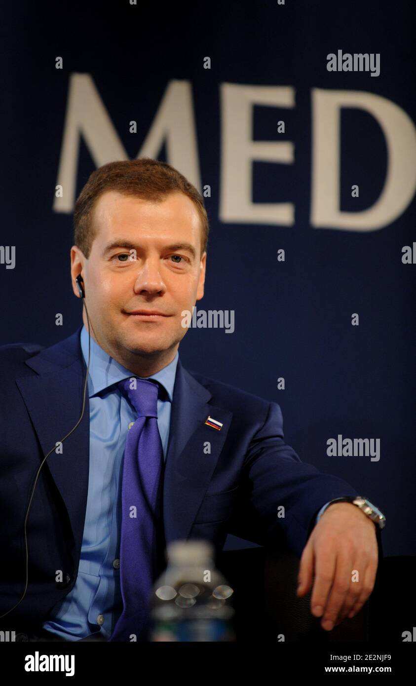 Russian President Dmitry Medvedev pictured during a meeting at the ...
